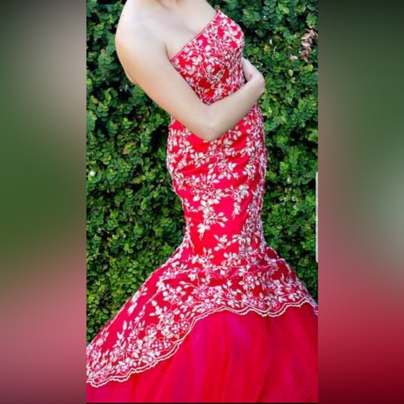 Tiffany Designs | Dresses | Tiffany Dress Red Strapless Size 4 | Poshmark